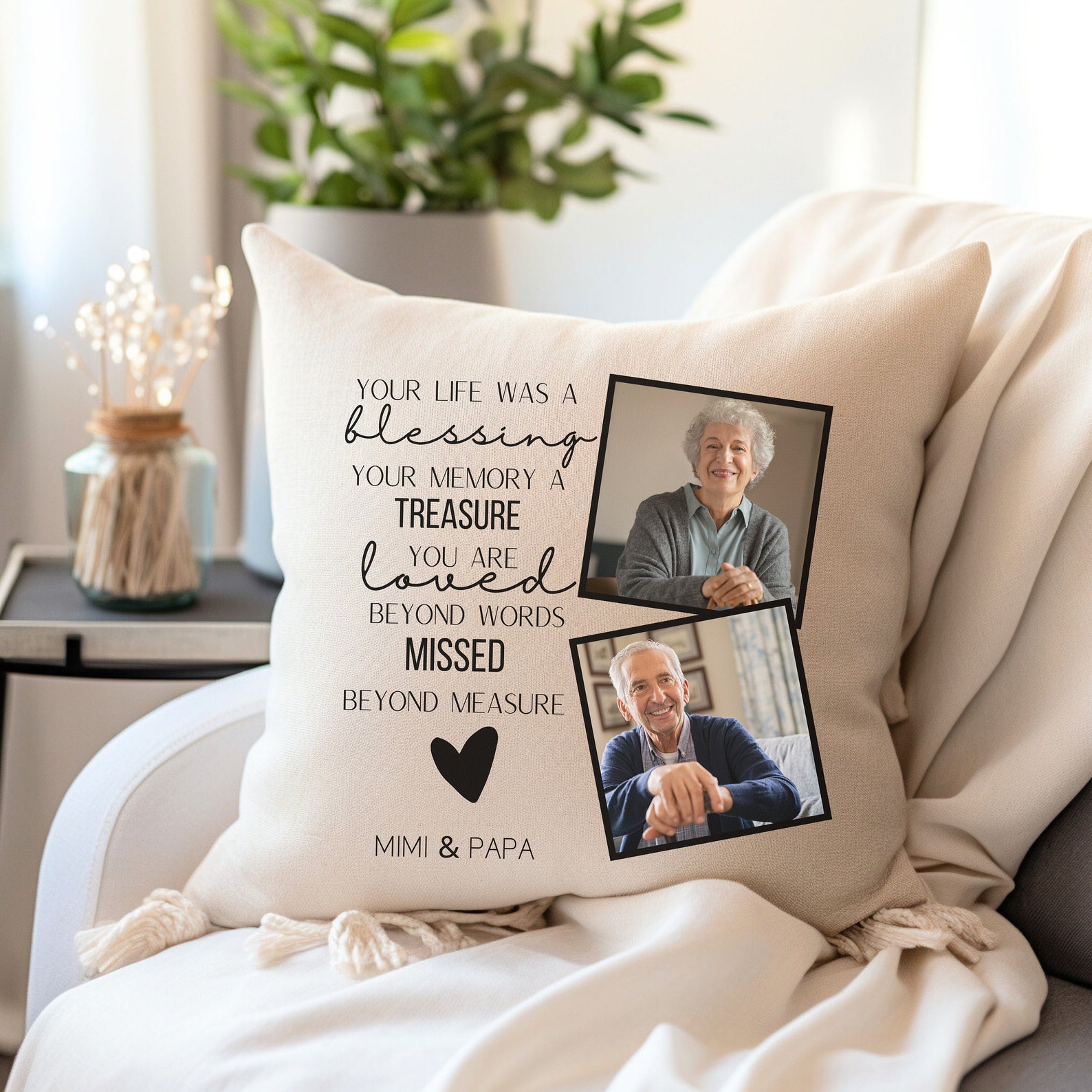 Personalized Photo Memorial Pillow, Bereavement Gift, in Loving Memory ...