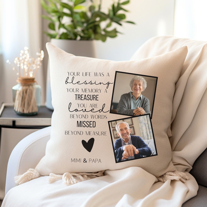Personalized Photo Memorial Pillow, Bereavement Gift, in Loving Memory ...