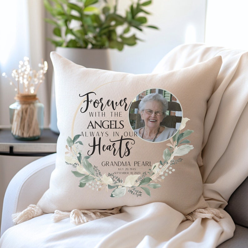 Personalized Photo Memorial Pillow, Bereavement Gift, in Loving Memory ...