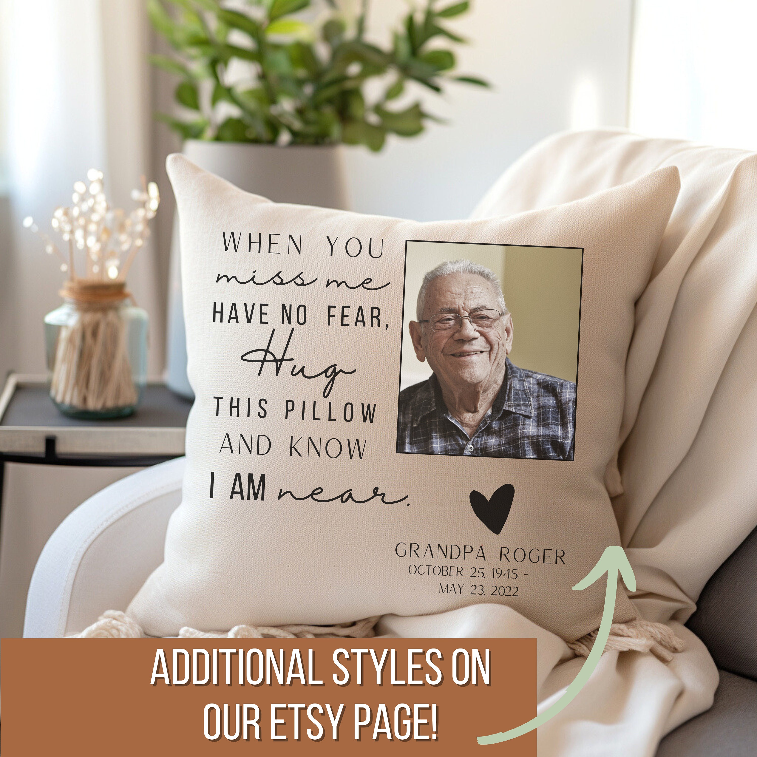 Personalized Photo Memorial Pillow, Bereavement Gift, in Loving Memory ...