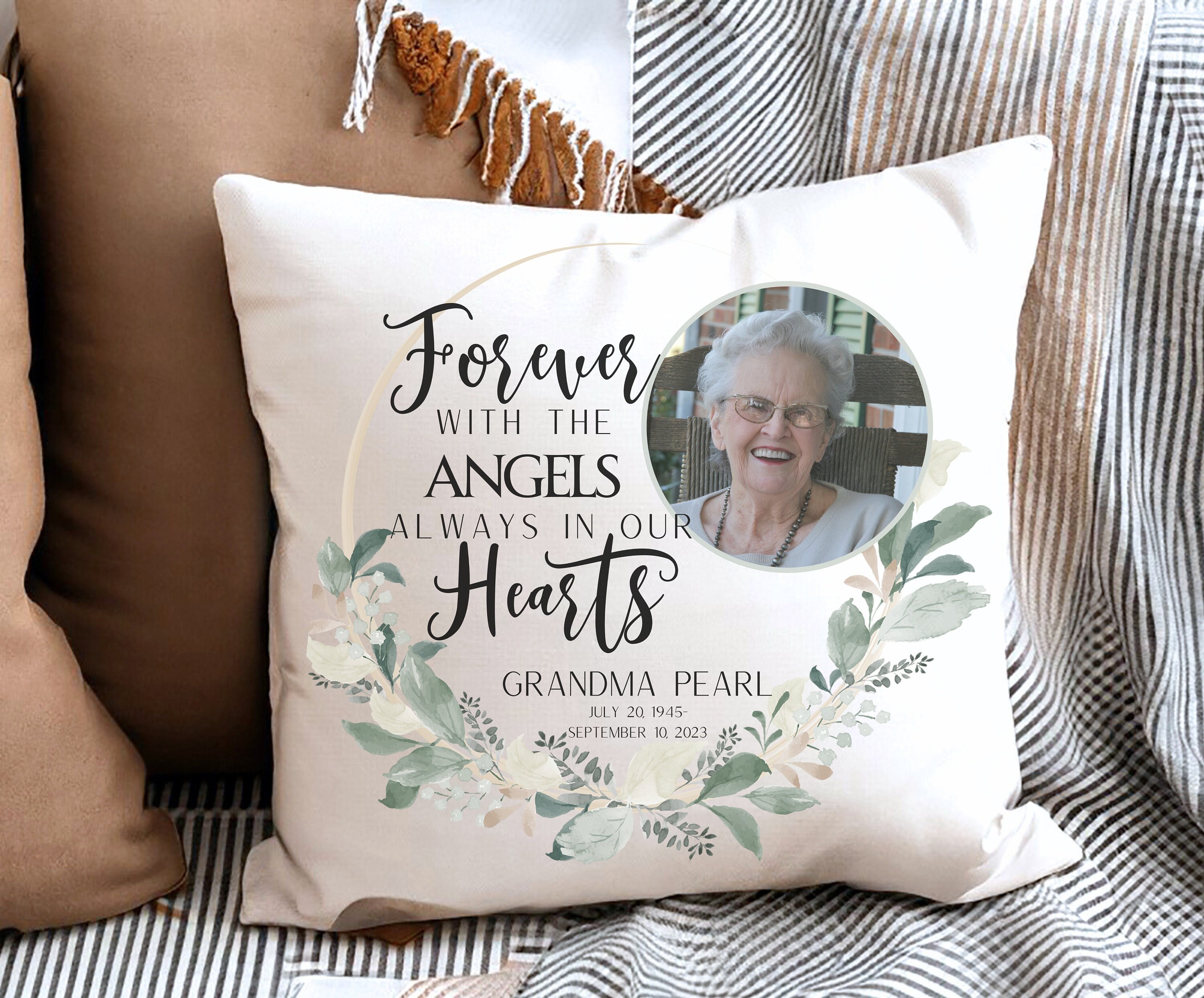 Personalized Photo Memorial Pillow, Bereavement Gift, in Loving Memory ...