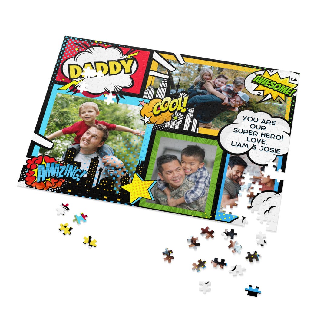 Superhero Dad Custom Puzzle From Photos, Personalized Puzzle, First ...