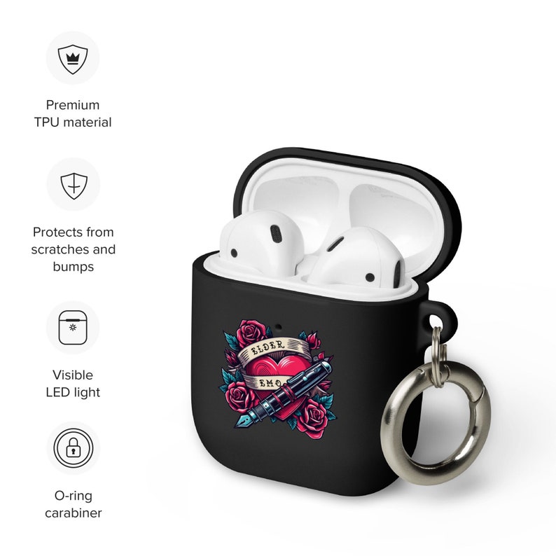 Emo Airpods® Case / Roses and Heart Tattoo / Shock Absorbing / - Etsy
