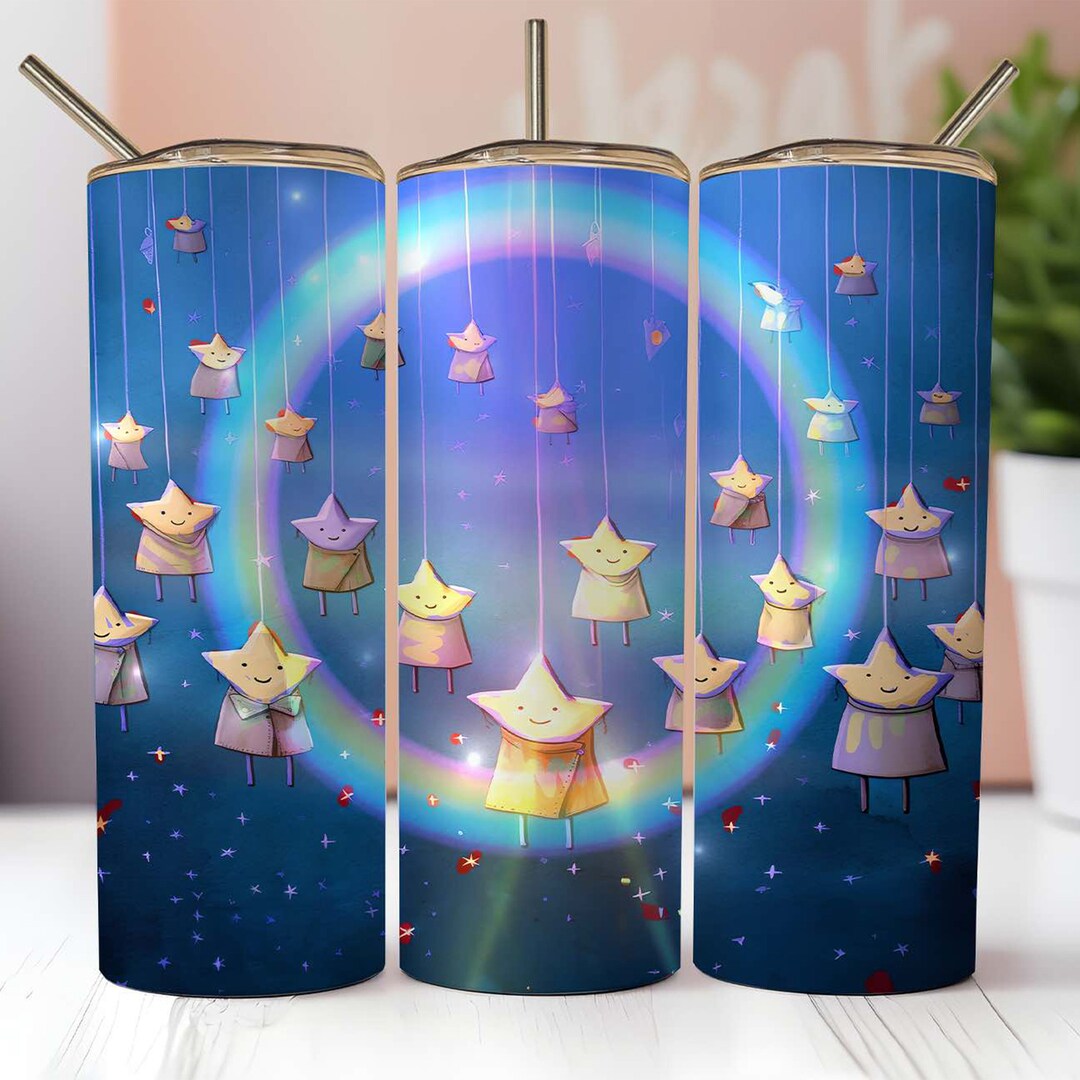 Happy Stars, 20 Oz Wrap, Digital Download, Cute Starry Night Design ...
