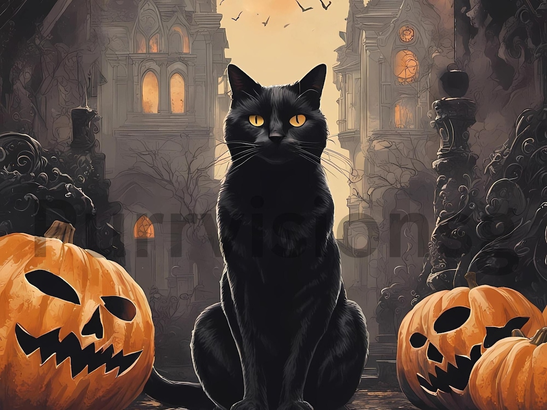 Black Cat Decor/halloween Finds/halloween - Etsy
