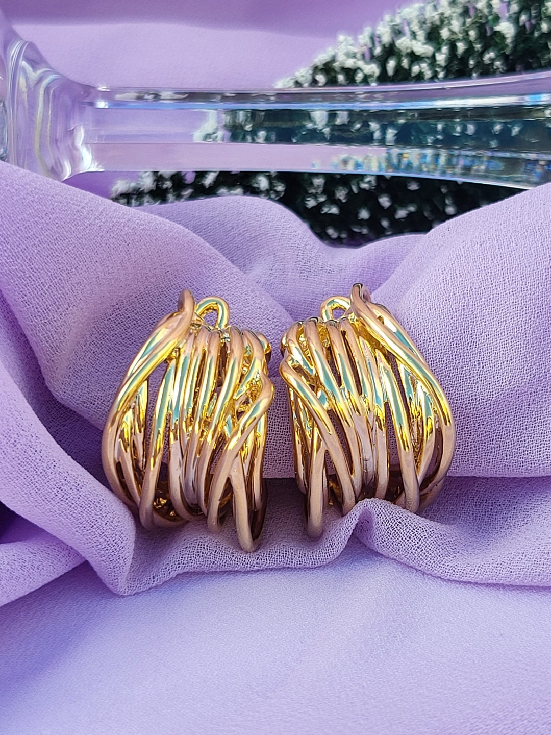 Stainless Steel Arc Hoops, Irregular, Textured. Gift for Her, Marriage ...