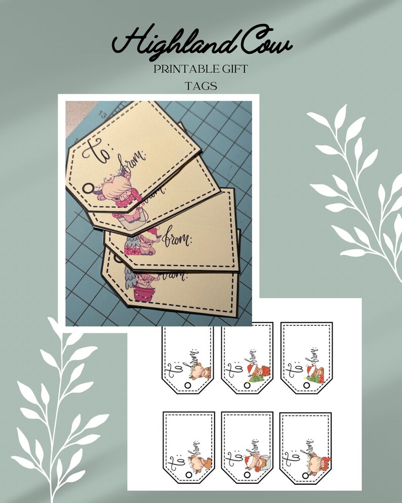Highland Cow Printable, Gift Tag Download - Etsy