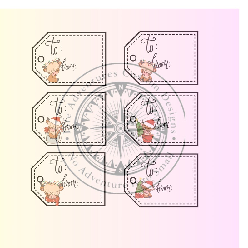 Highland Cow Printable, Gift Tag Download - Etsy