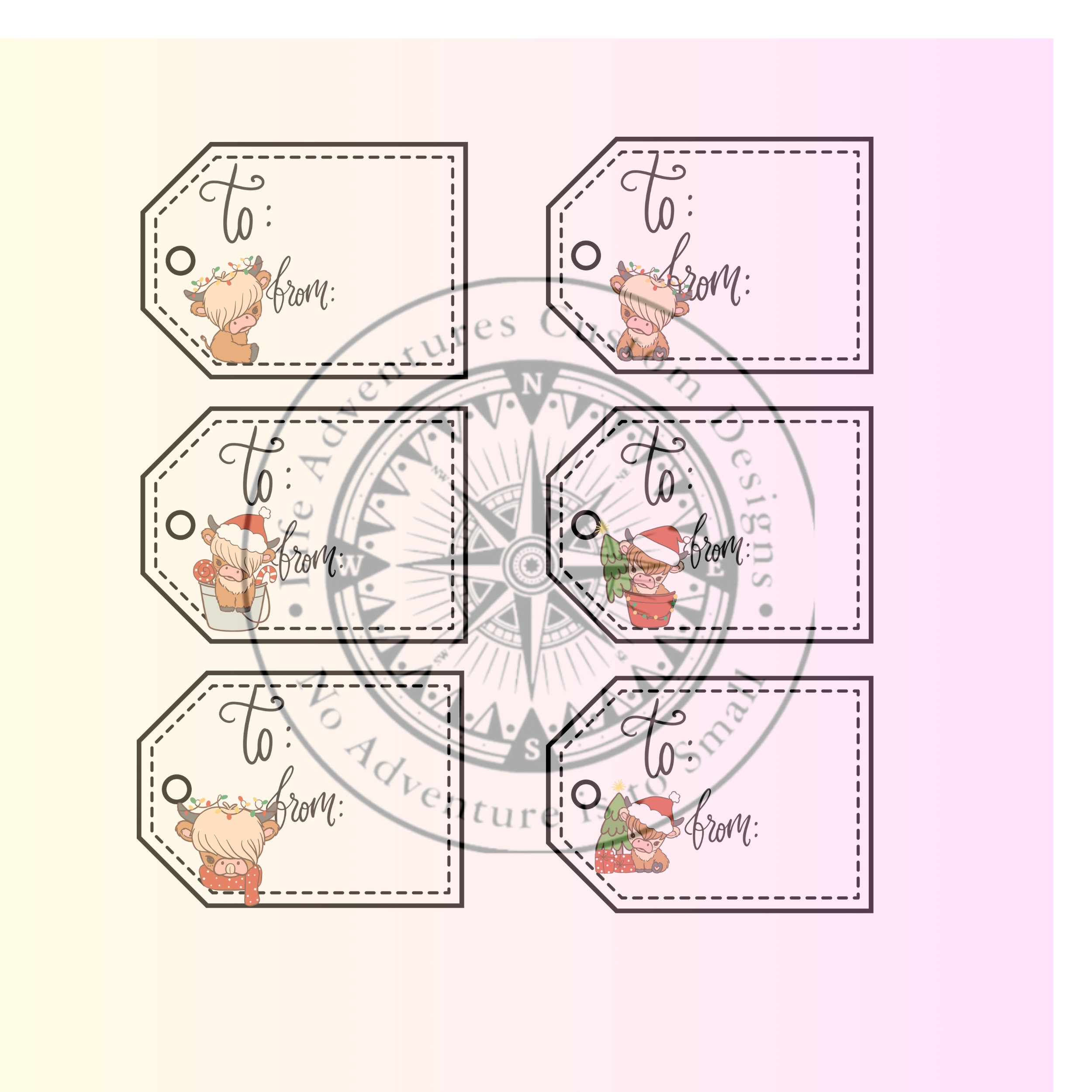 Highland Cow Printable, Gift Tag Download - Etsy