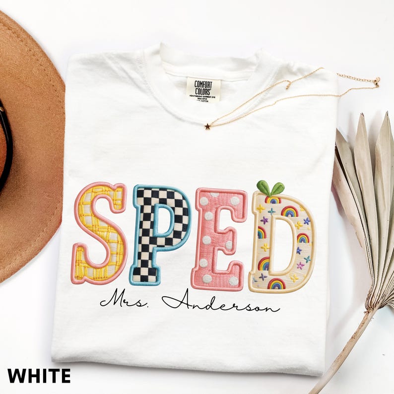 Sped Teacher Tshirts, Last Name Teacher Gifts, Faux Embroidered Teacher ...