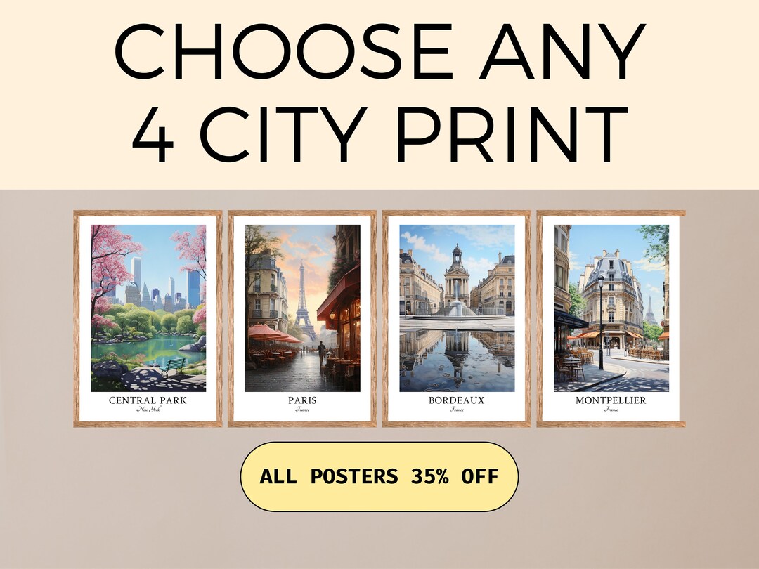 Custom Set of 4 City Prints, Set of Four City Prints, Any Four ...