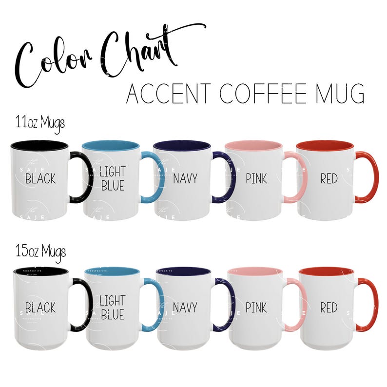 Accent Coffee Mug Color Chart | 11oz and 15oz Variations | Showcase the ...