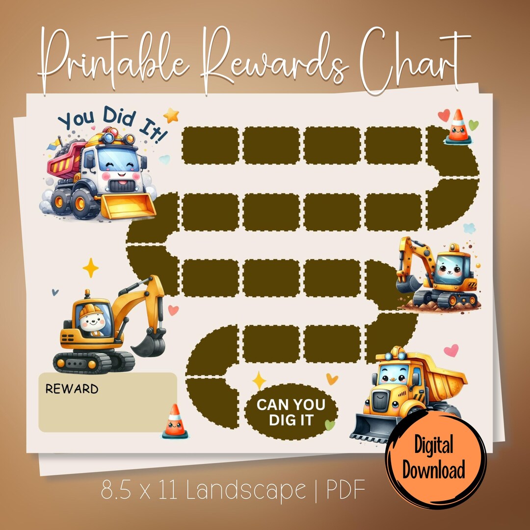 Printable Construction Reward Chart | Instant Digital PDF Download ...