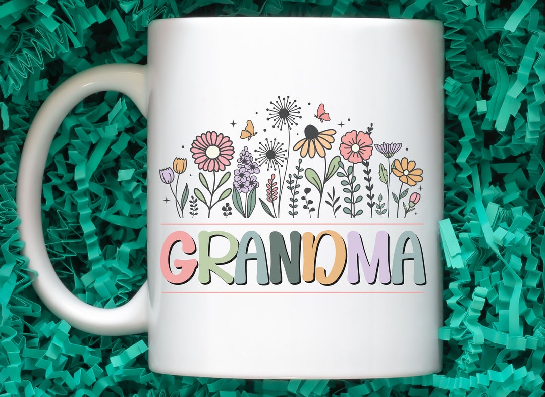 Colorful Floral Grandma Coffee Mug or Tea Cup, Great Mother's Day Gift ...