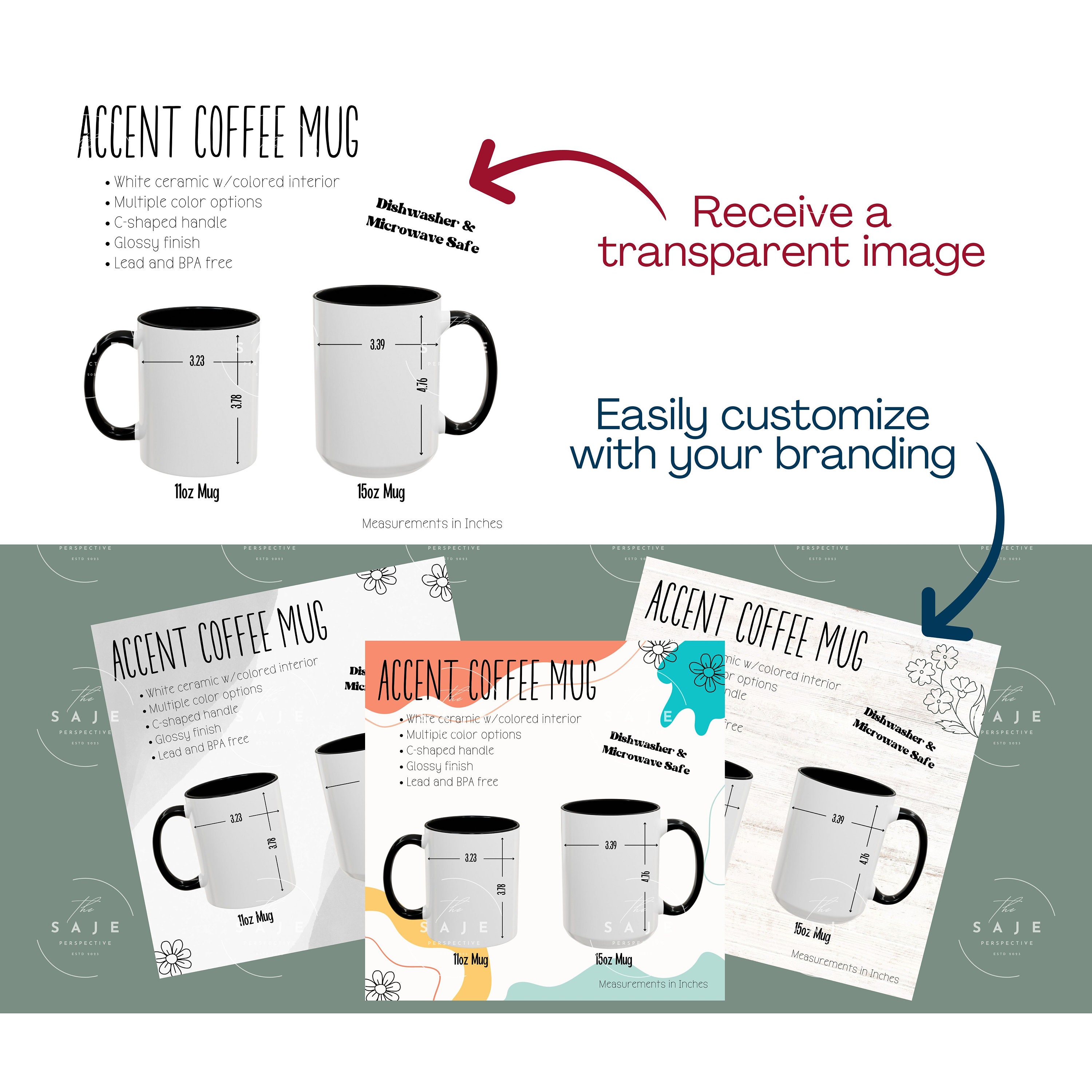 Accent Coffee Mug Size and Details Chart | 11oz & 15oz Product ...