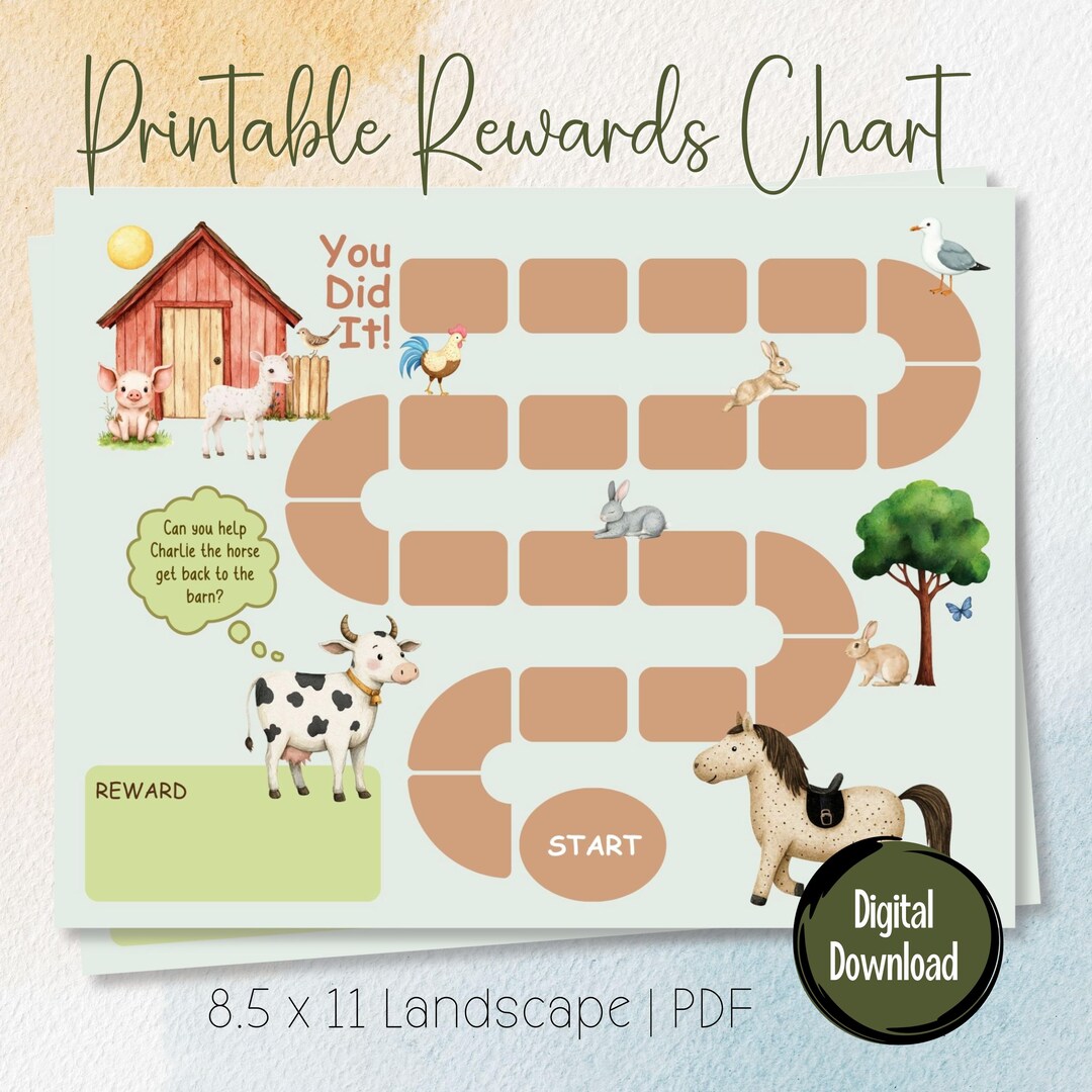 Printable Farm Reward Chart | Instant Digital PDF Download | Print at ...