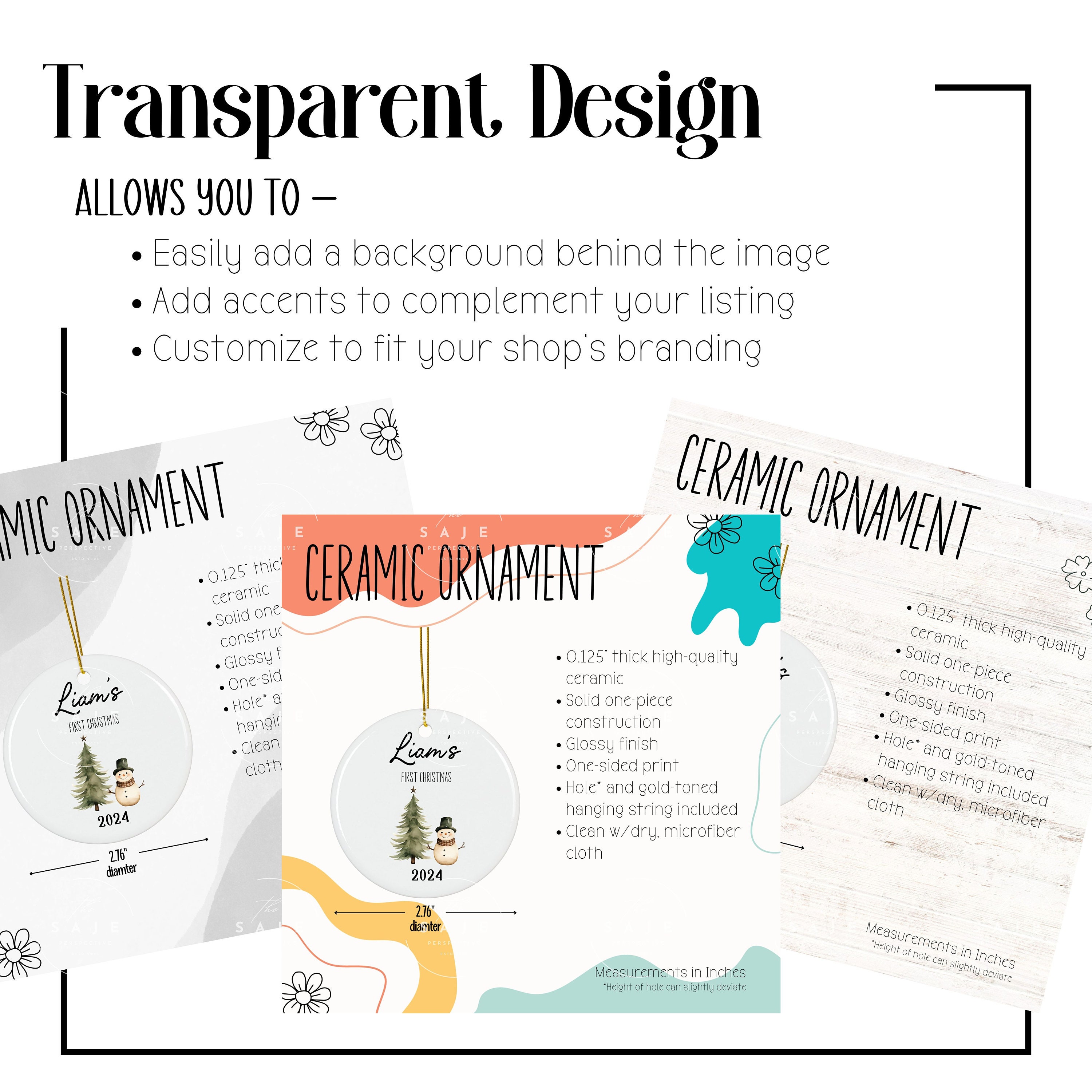 Ceramic Ornament (circle) Size and Details Chart | Christmas Decor ...