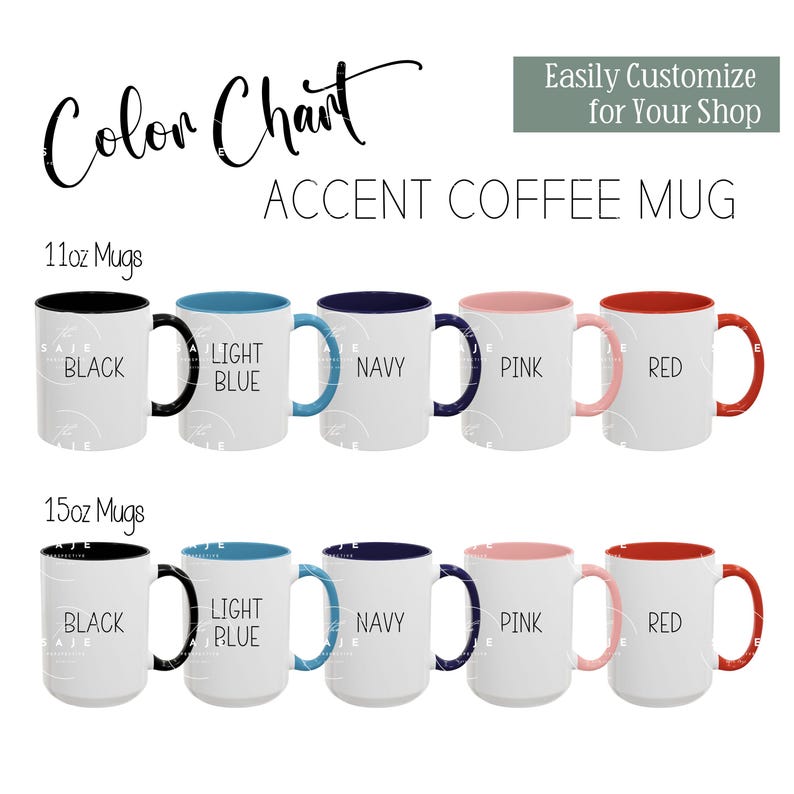 Accent Coffee Mug Color Chart | 11oz and 15oz Variations | Showcase the ...