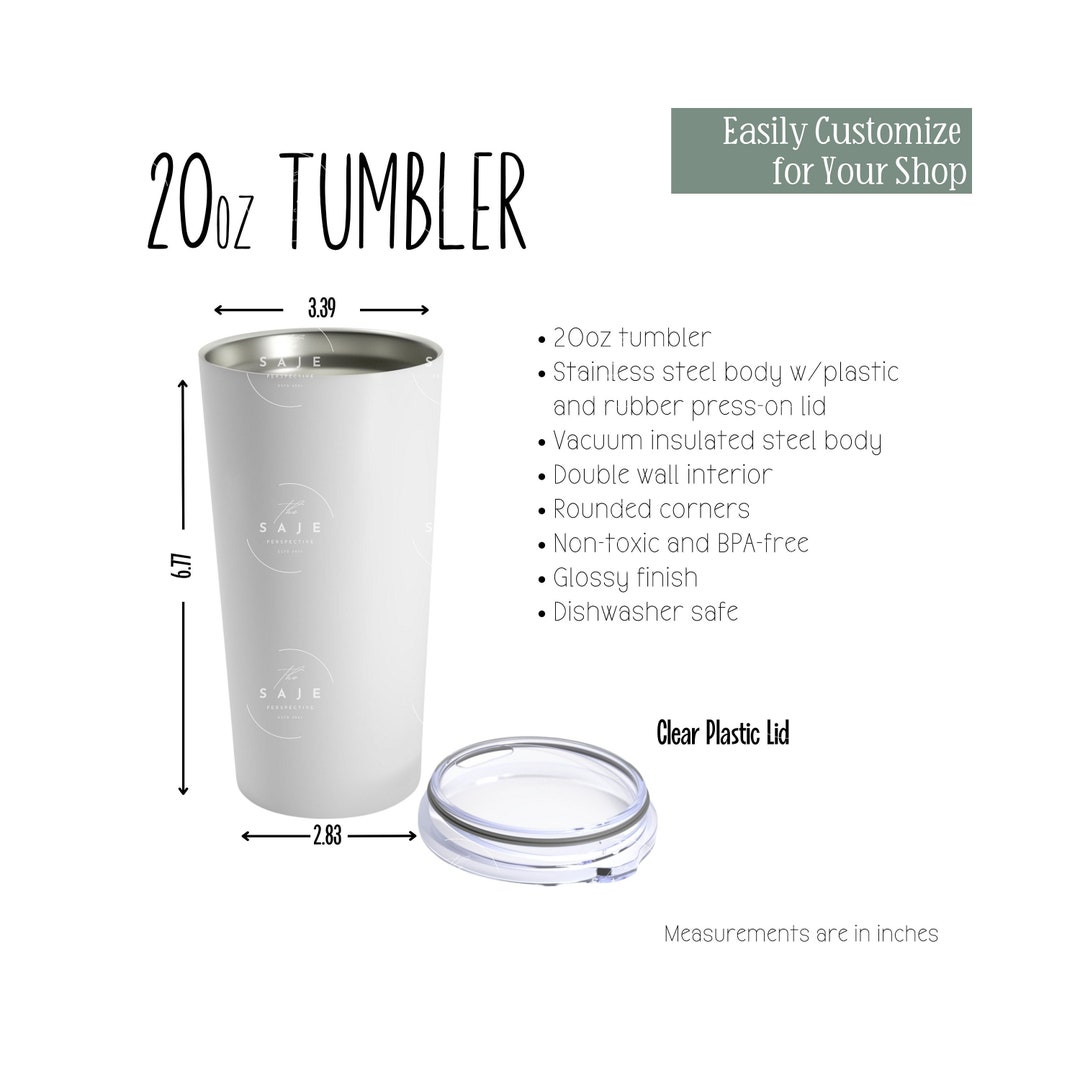 20oz Tumbler Size and Details Chart | Product Description and ...
