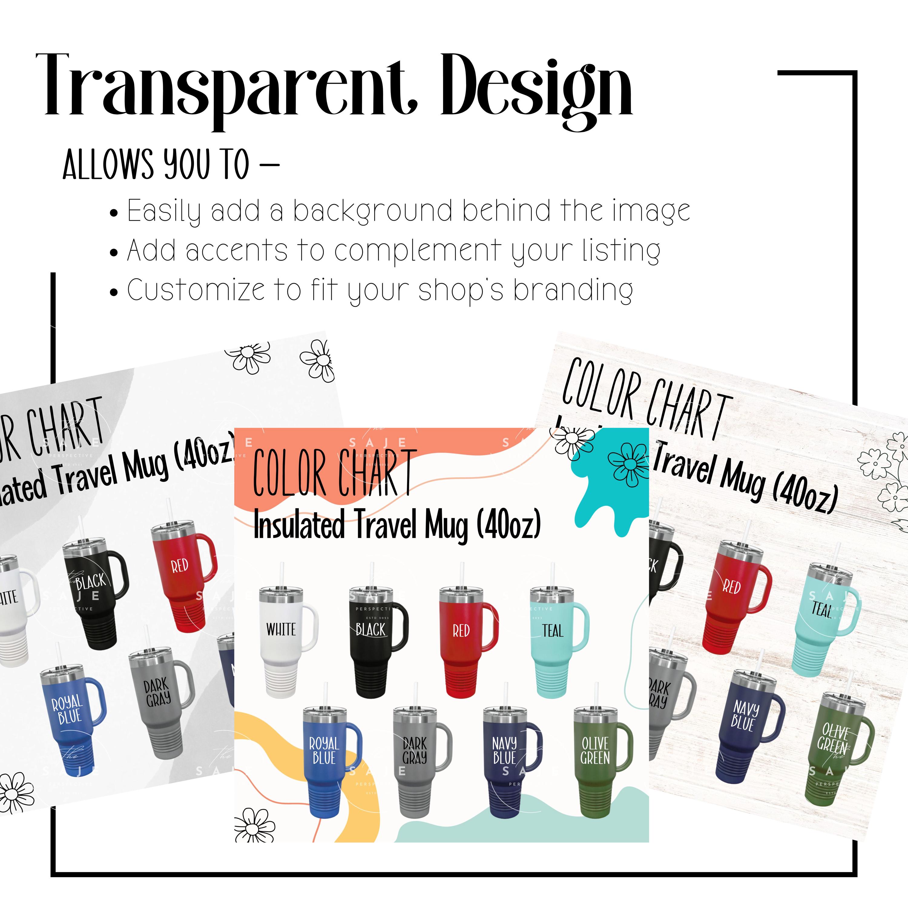 40oz Insulated Travel Mug Color Chart | Show the Various Product ...