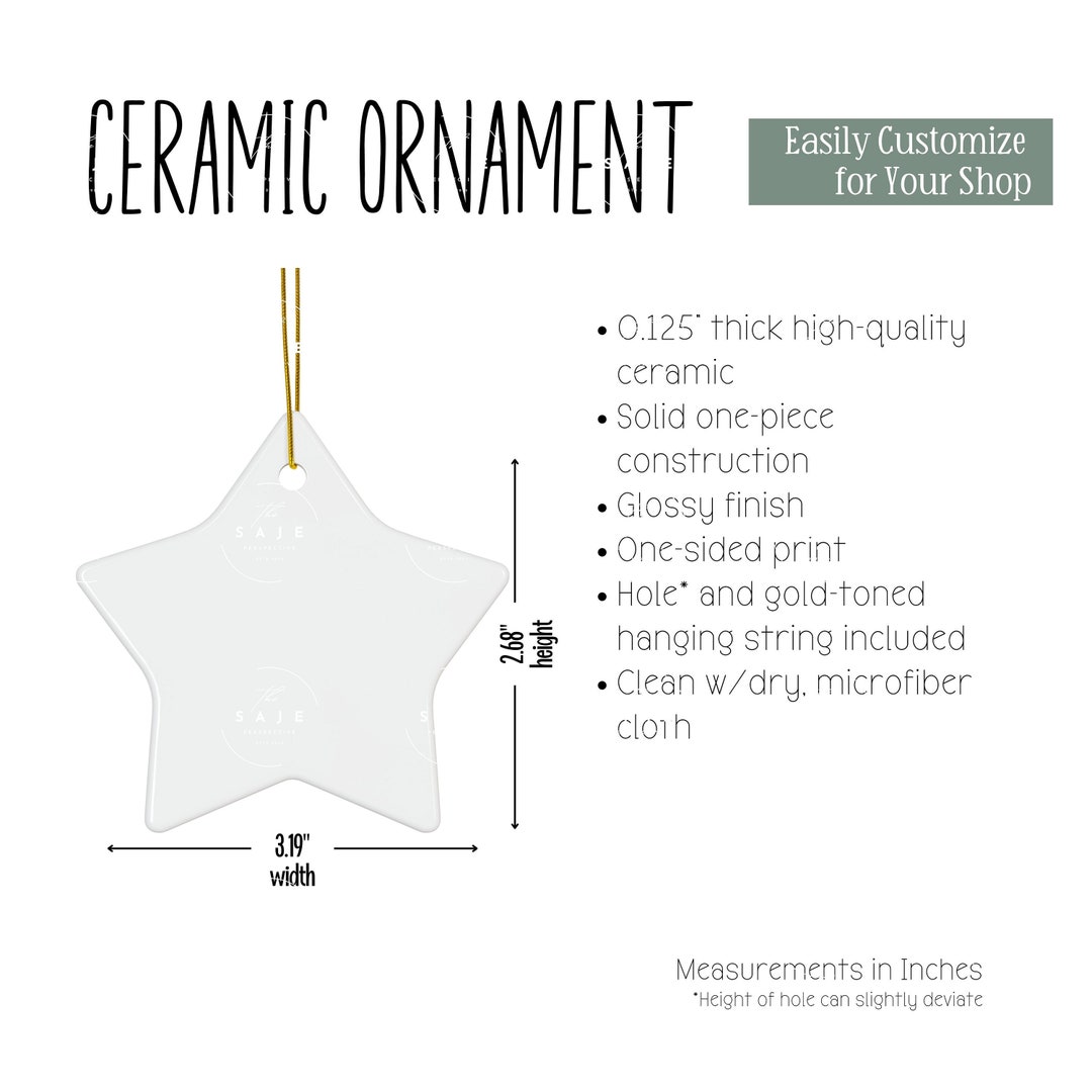 Ceramic Ornament (star) Size and Details Chart | Christmas Decor ...