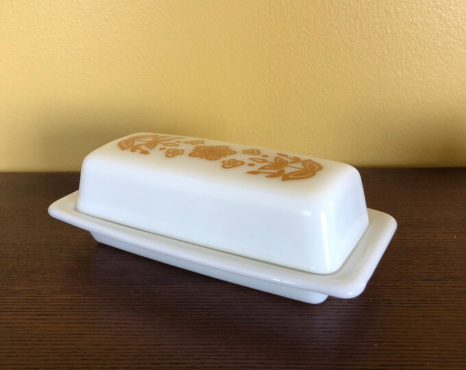PYREX BUTTER DISH Nothing Says 1970s Better Than a Harvest Gold Print ...