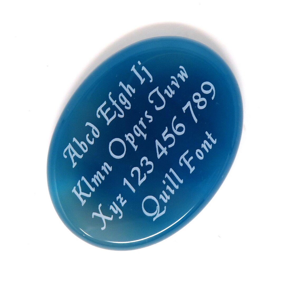 Ocean Blue Agate Worry Stone - Custom Engraved - 40mm X 30mm or 1.5 ...