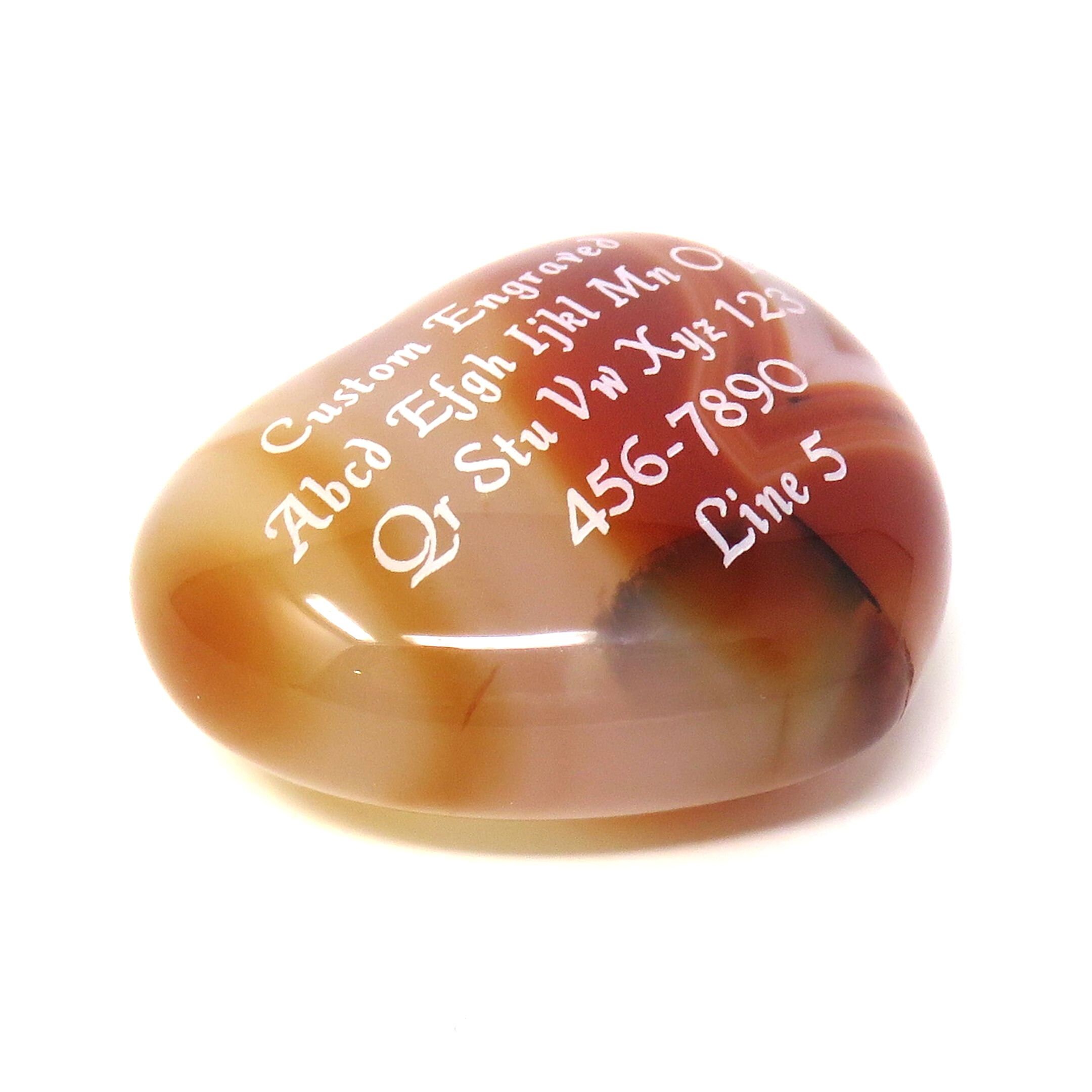 Orange Banded Agate Stone Heart - Custom Engraved - 40 X 35 X 16mm or 1 ...