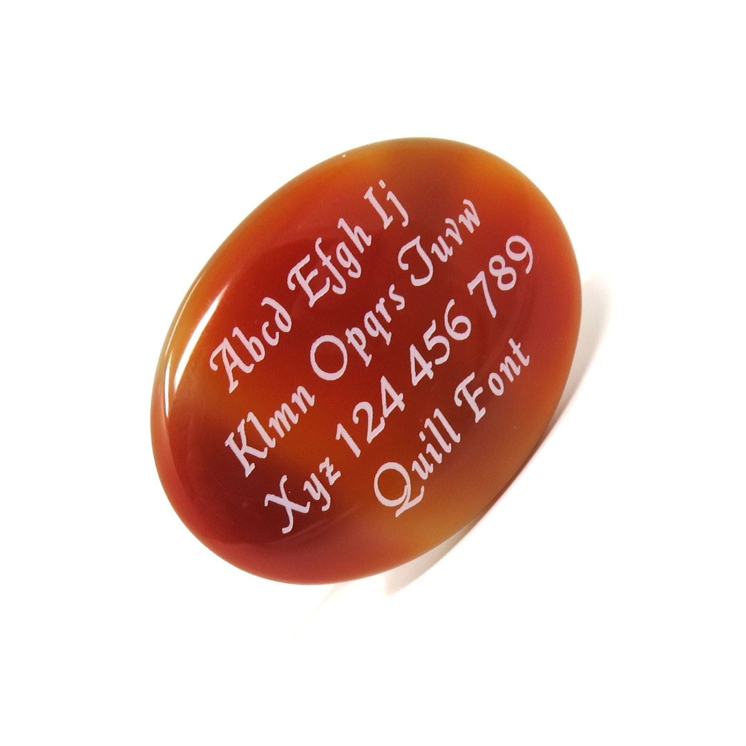 ORANGE Agate Worry Stone Small Divot Back - Custom Engraved - 40mm X ...