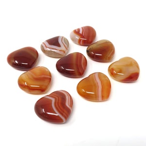 Orange Banded Agate Stone Heart - Custom Engraved - 40 X 35 X 16mm or 1 ...