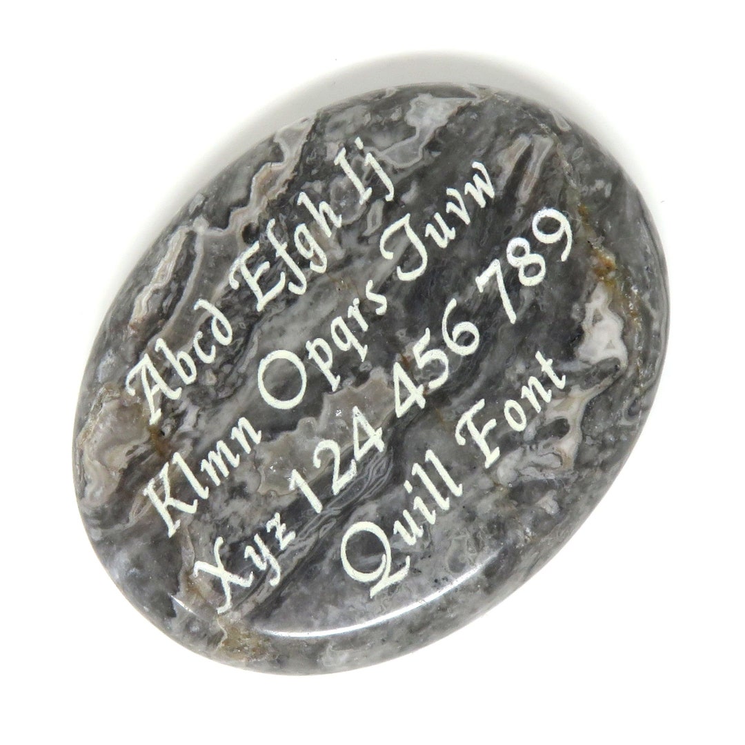 Gray Lace Agate Worry Stone - Custom Engraved - 45mm X 35mm X 9mm or 1 ...