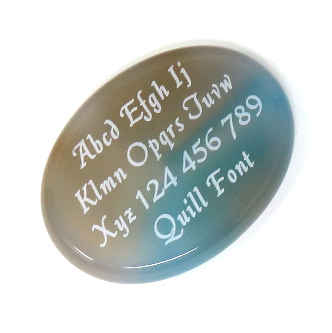 LIGHT Blue Agate Worry Stone - Custom Engraved - 40mm X 30mm or 1.5 ...