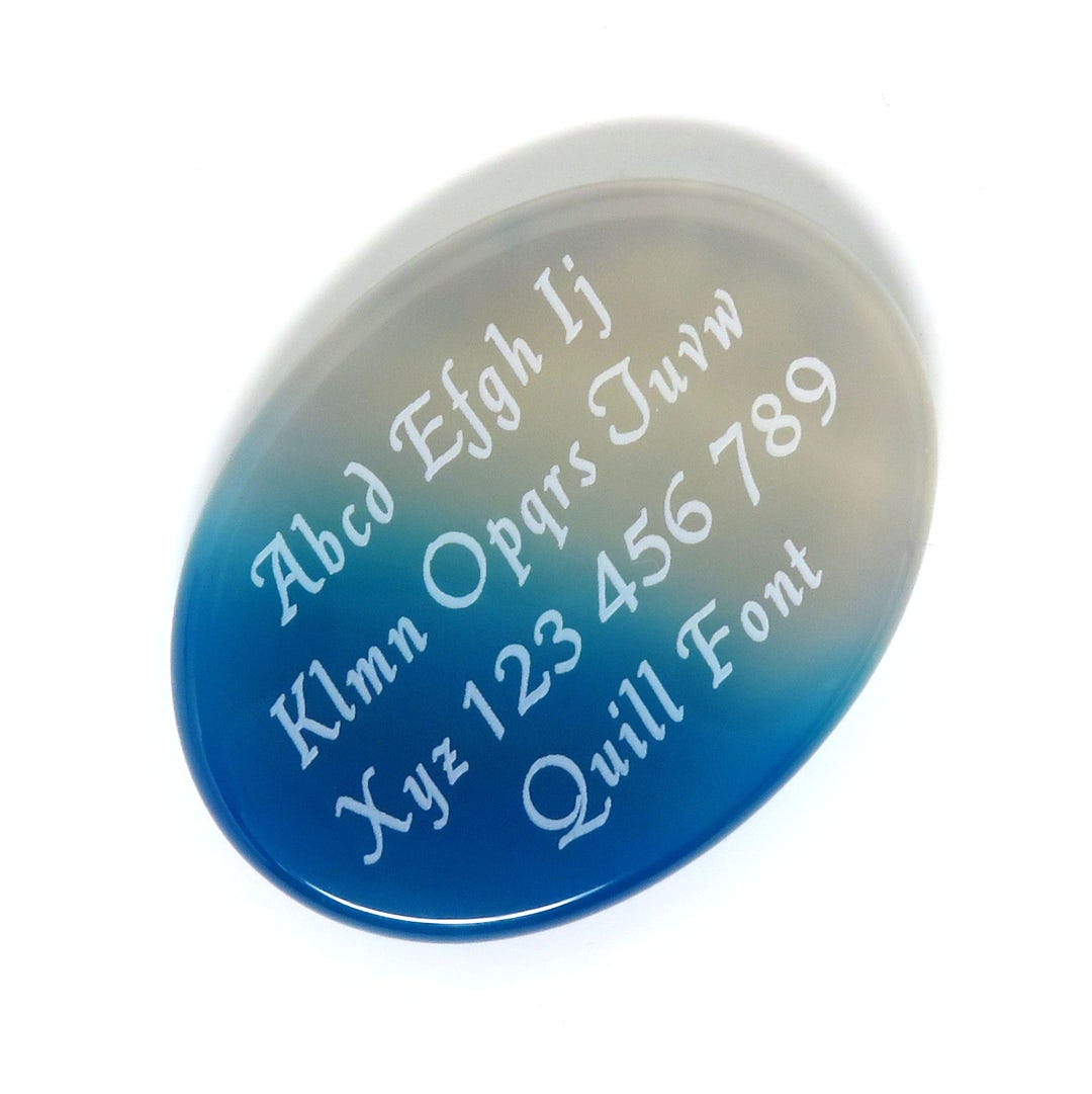 CLEAR & Ocean Blue Agate Worry Stone - Custom Engraved - 40mm X 30mm or ...