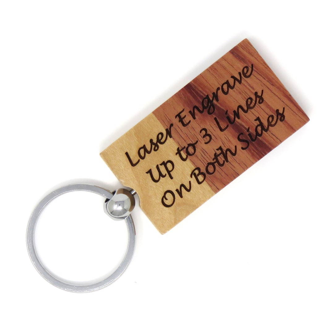 RECTANGLE Maple Rosewood Keychain - Custom Engraving on Front and Back ...