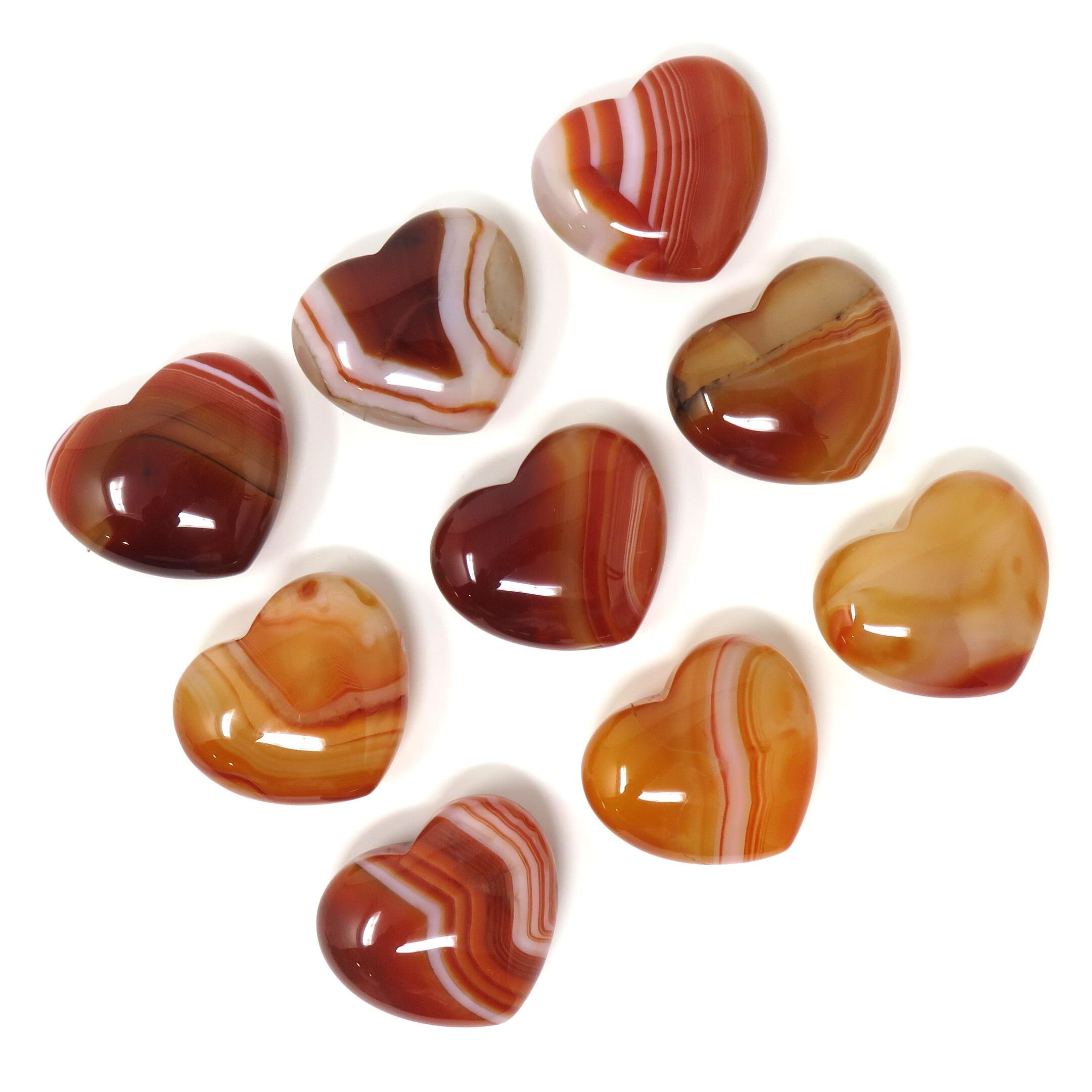 Orange Banded Agate Stone Heart - Custom Engraved - 40 X 35 X 16mm or 1 ...