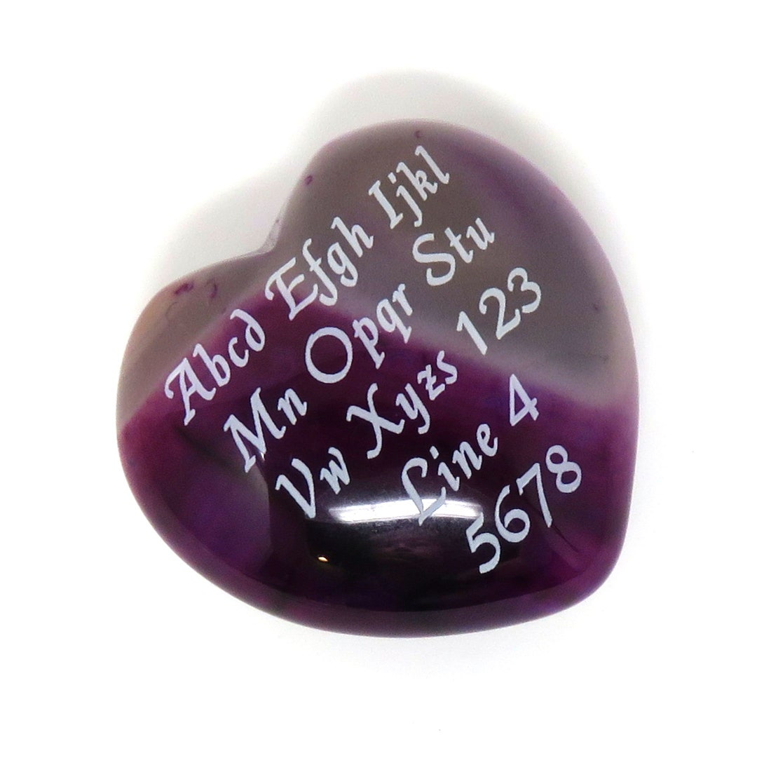 WILD Purple Stone Heart - Custom Engraved - 40x40x19mm or 1.5 Inches ...