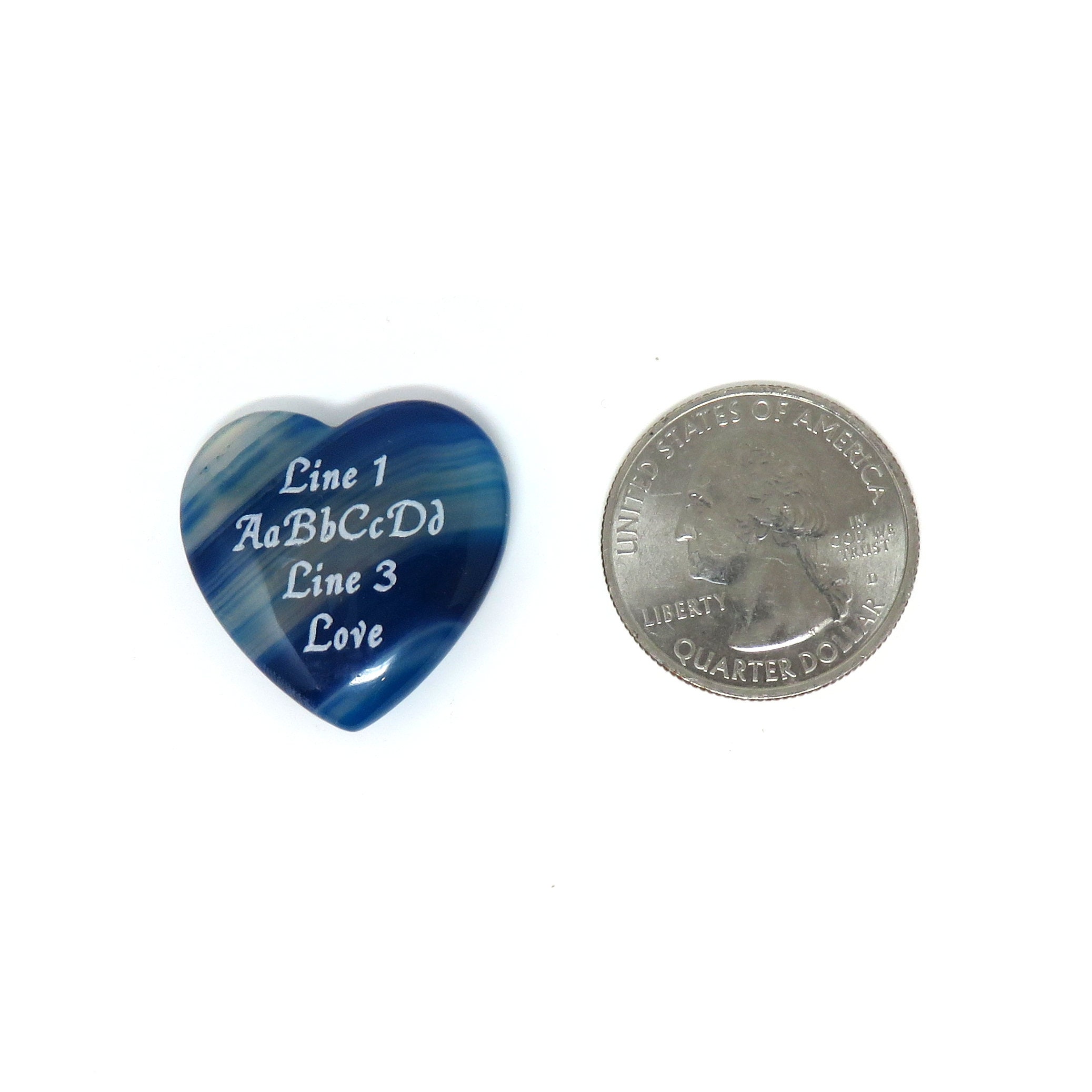 BLUE Banded Agate Stone Heart - 25mm or .9" Pocket Gift - Love ...