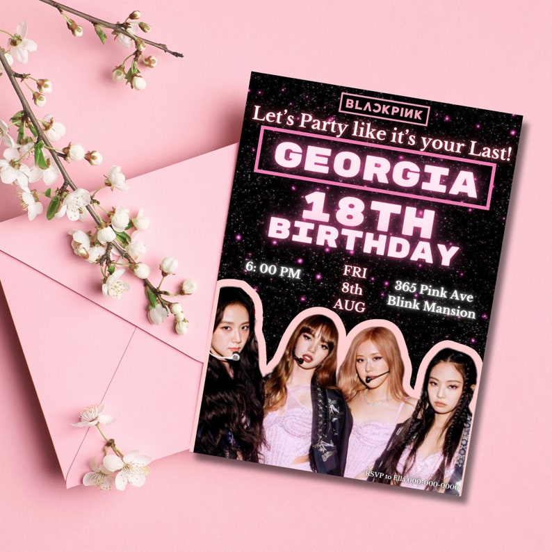 Blackpink Custom Invitation, Editable Blackpink Invites, Kpop Inspired ...