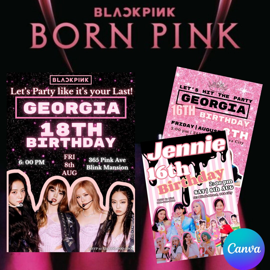Blackpink Custom Invitation, Editable Blackpink Invites, Kpop Inspired ...