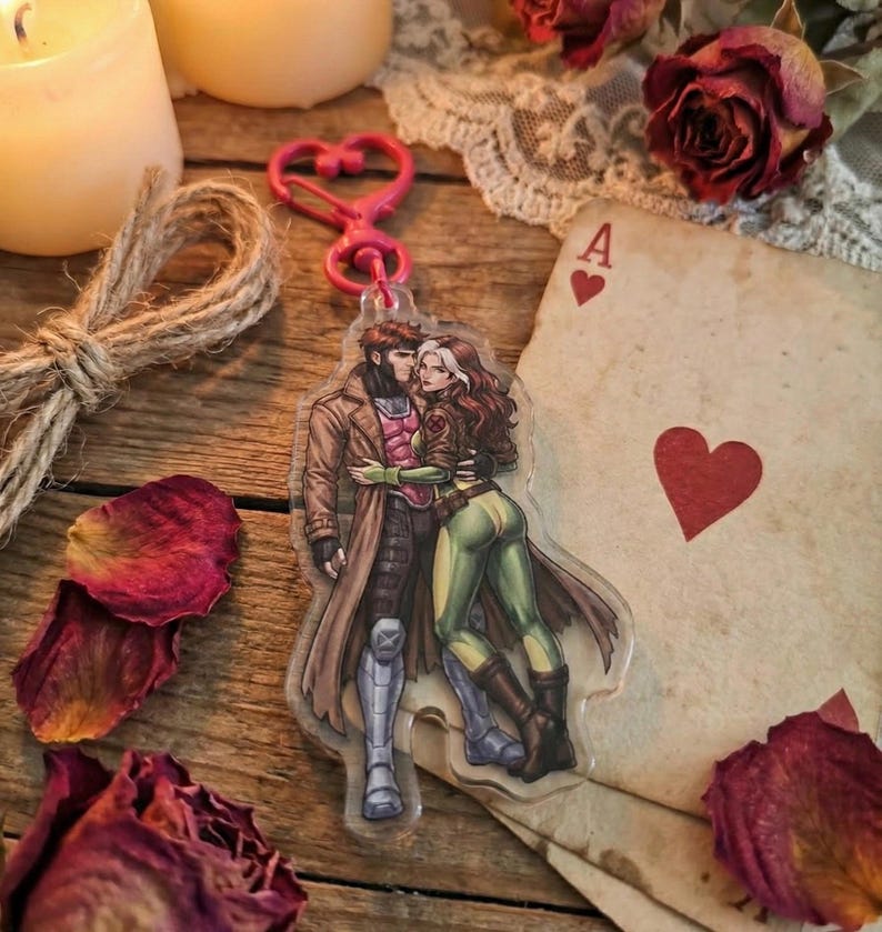 Gambit and Rogue Acrylic Keychain | X-men Fan Art Charm | Marvel Rivals ...