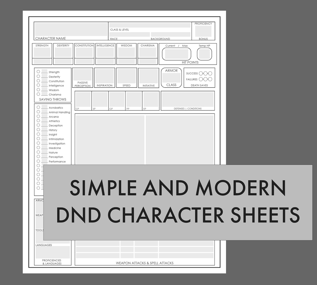 Simple and Modern Dnd Character Sheet 5e - Etsy
