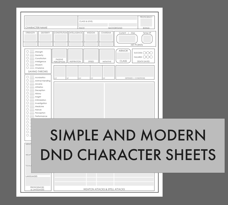 Simple and Modern Dnd Character Sheet 5e - Etsy