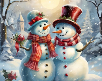 Mr. and Mrs. Snowman Digital PNG Festive Holiday Clipart - Etsy