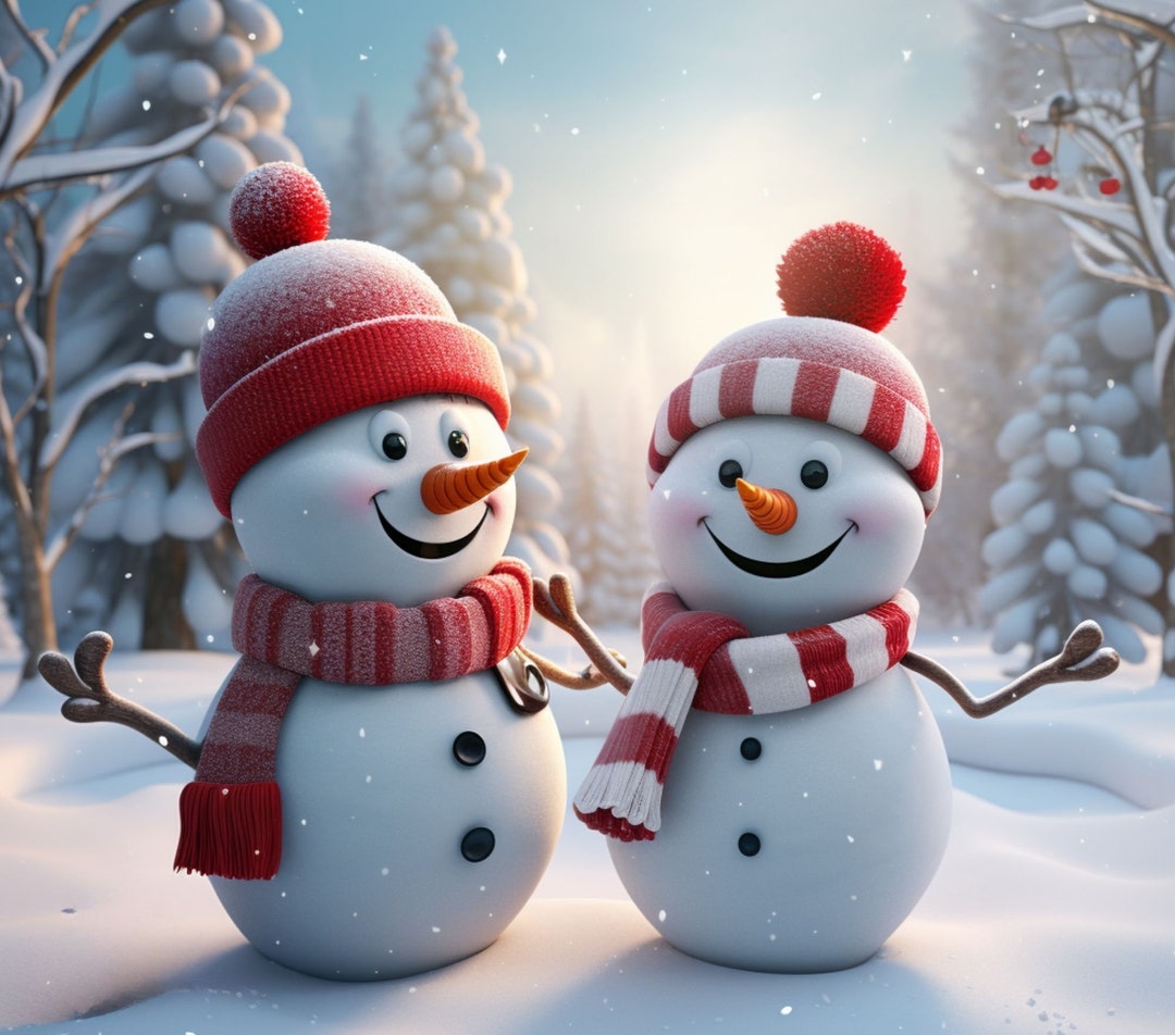 Mr. and Mrs. Snowman Digital PNG Festive Holiday Clipart - Etsy
