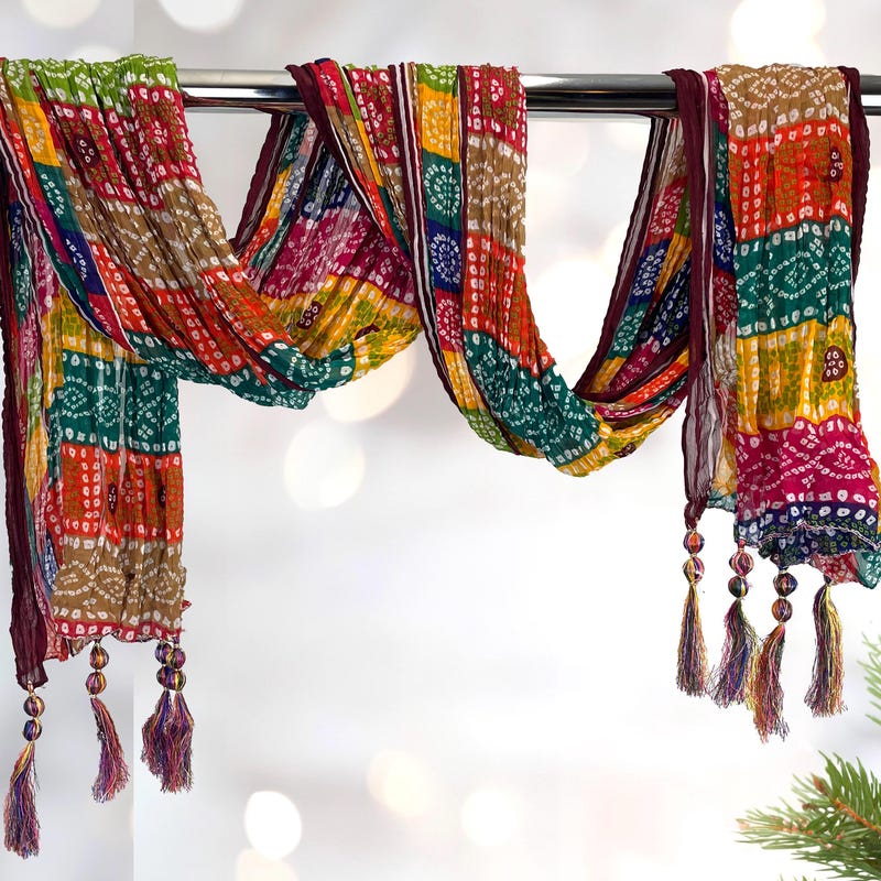 Bandhni Indian Dupatta - Etsy