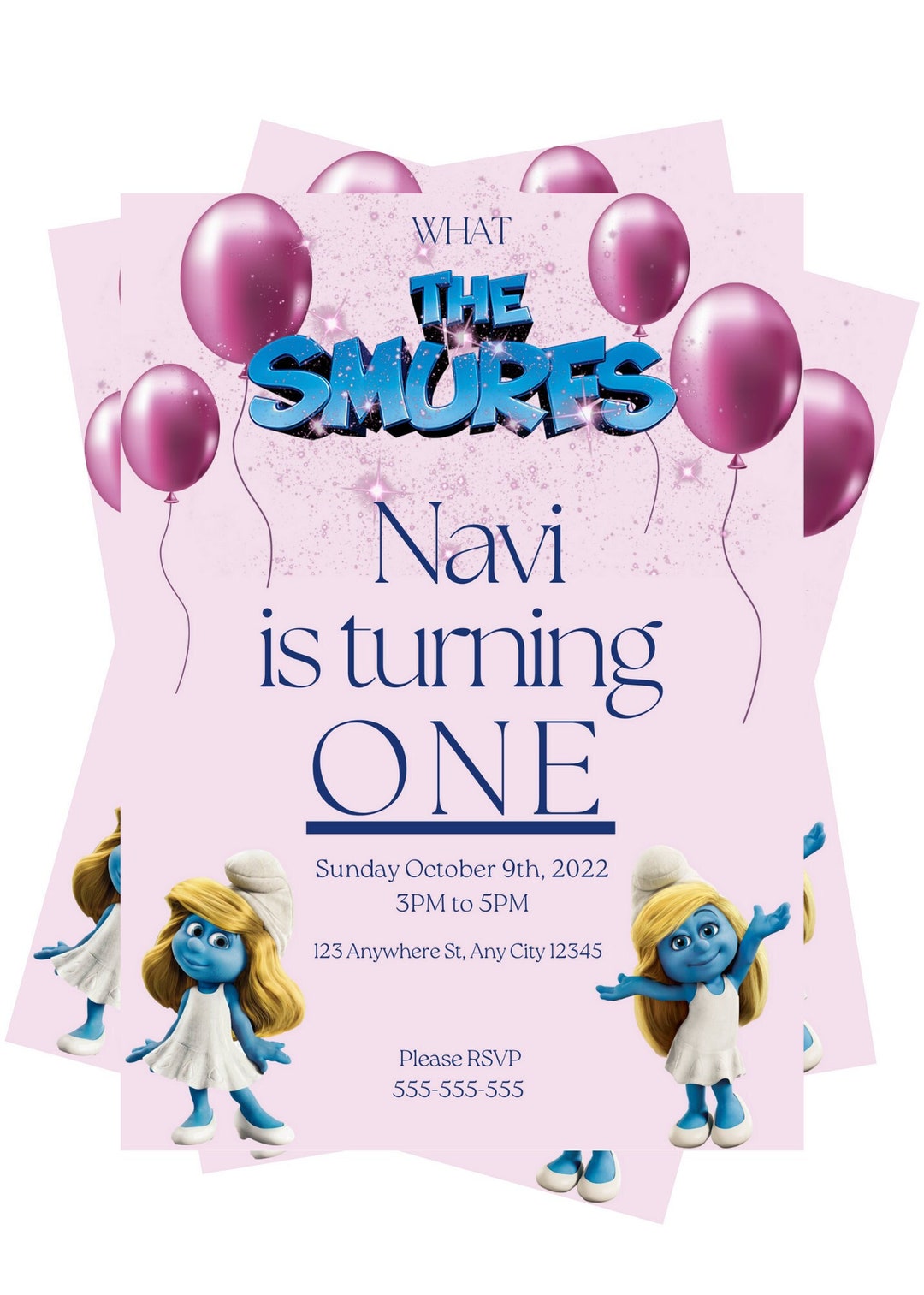 Editable Smurfs Birthday Invitation - Etsy