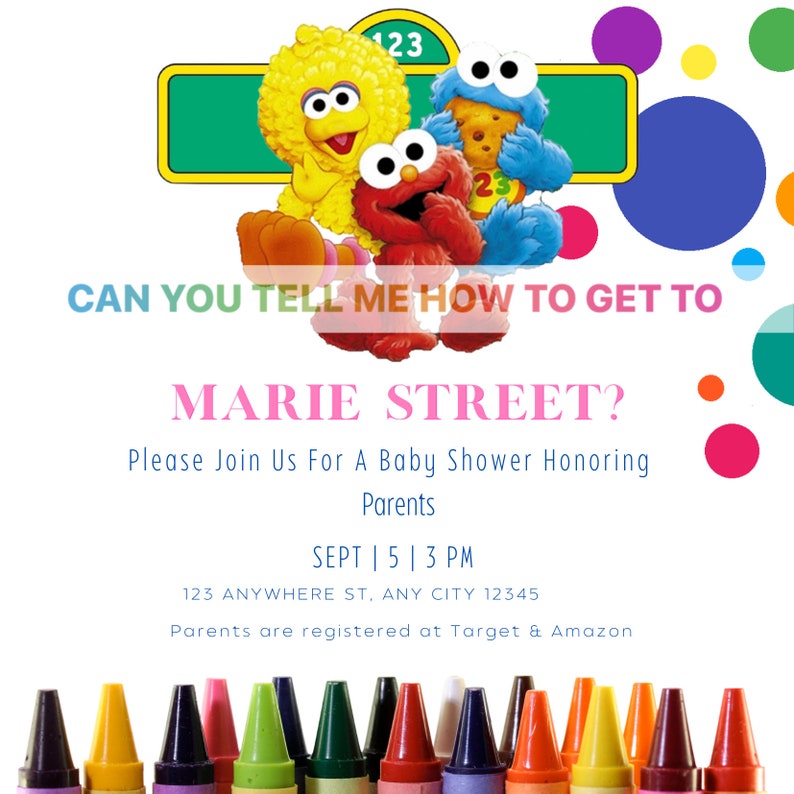 Editable Sesame Street Baby Shower Invitation - Etsy México