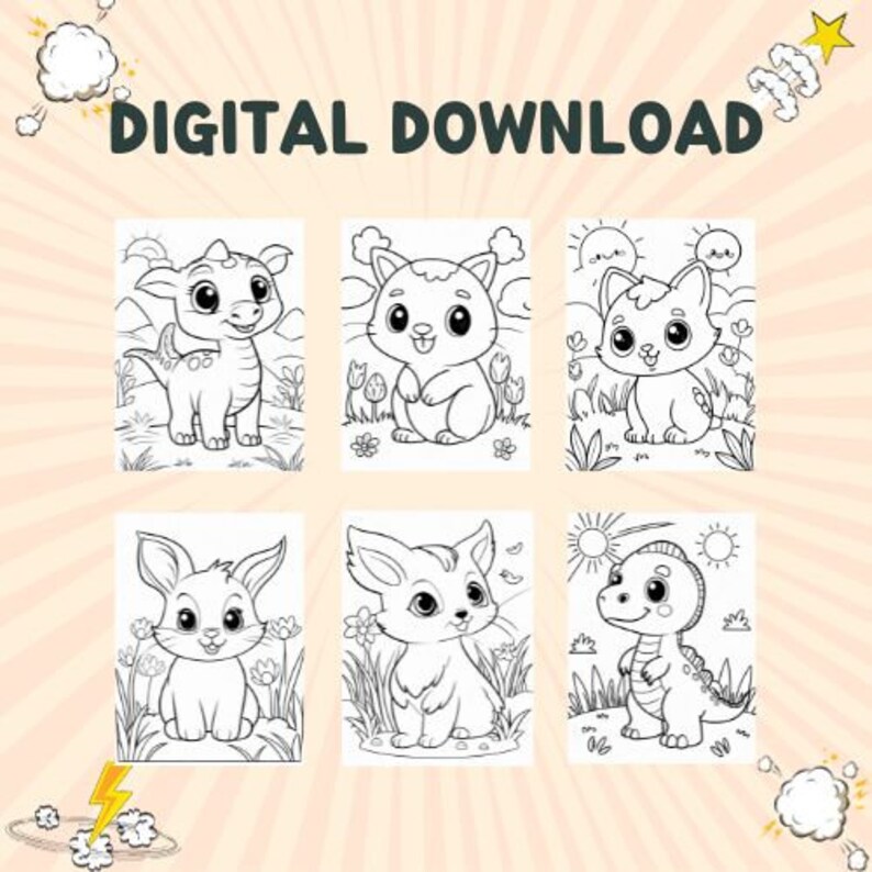 Adorable Animals Coloring Pages Vol.3 25 Pages Cute Coloring Pages for ...