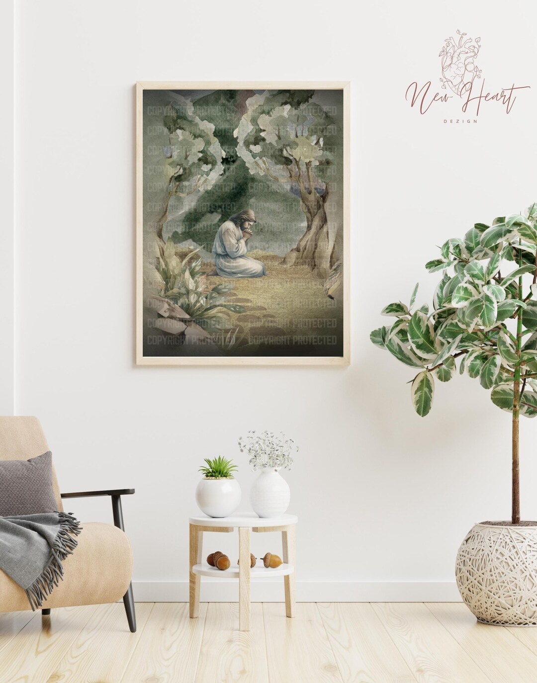 Garden of Gethsemane, Jesus Praying Art, Christian Easter Wall Print ...