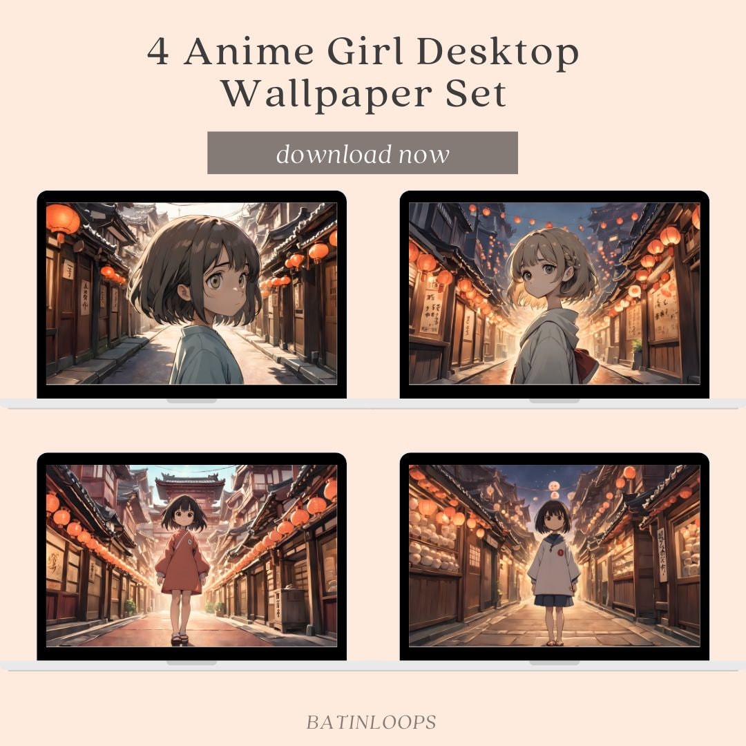 Ghibli Anime Girl Desktop Wallpapers Set of 8 | Aesthetic Anime ...